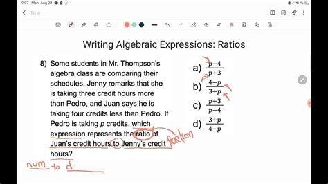 help writing algebraic expressions with ratios youtube