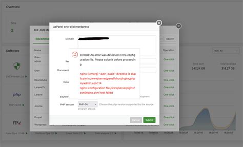 One Click Deployment Error Aapanel Free Hosting Control Panel One Click Lamplemp
