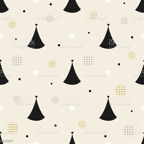 기하학적 패턴 배경에서 검은 소나무와 색종이 눈송이와 원활한 크리스마스 겨울에 대한 스톡 벡터 아트 및 기타 이미지 겨울 계절 공휴일 Istock