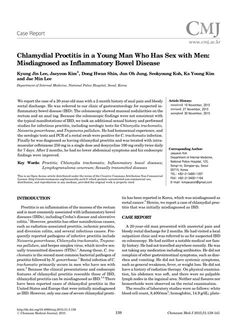 Pdf Chlamydial Proctitis In A Young Man Who Has Sex With Men