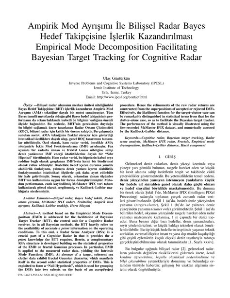 Pdf Empirical Mode Decomposition Facilitating Bayesian Target Tracking For Cognitive Radar