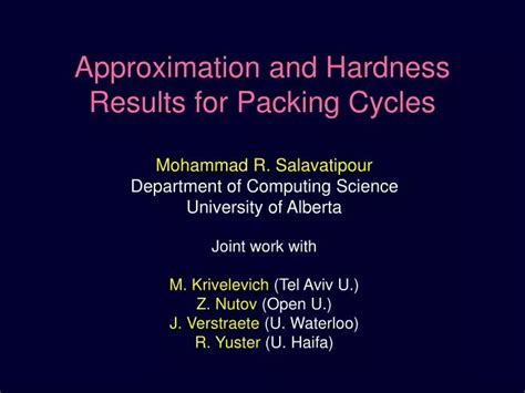 Ppt Approximation And Hardness Results For Packing Cycles Powerpoint