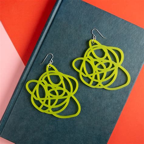 Green Statement Earrings Etsy