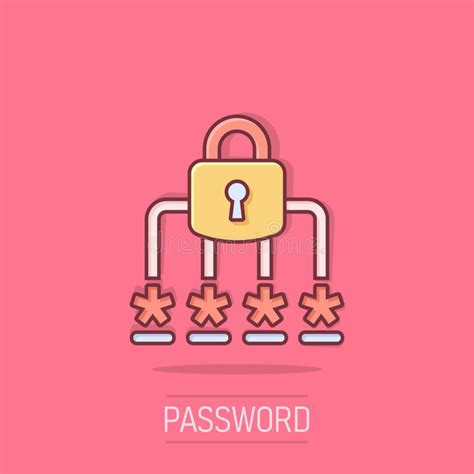 Login Icon In Comic Style Password Access Cartoon Vector Illustration