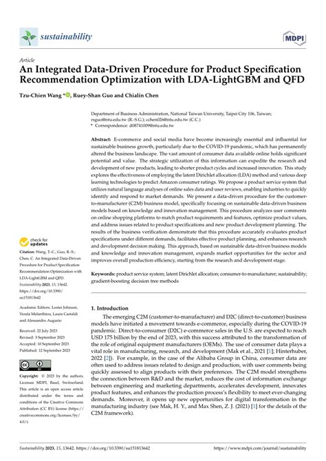 Pdf An Integrated Data Driven Procedure For Product Specification
