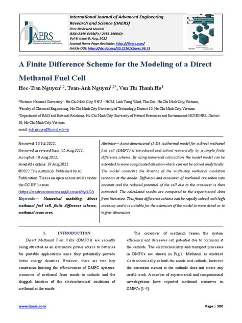 A Finite Difference Scheme For The Modeling Of A Direct Methanol Fuel