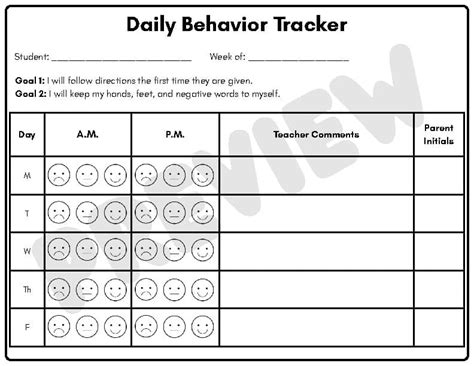 Weekly Behavior Tracker Chart Upper Grades Elementary By Layla Prado