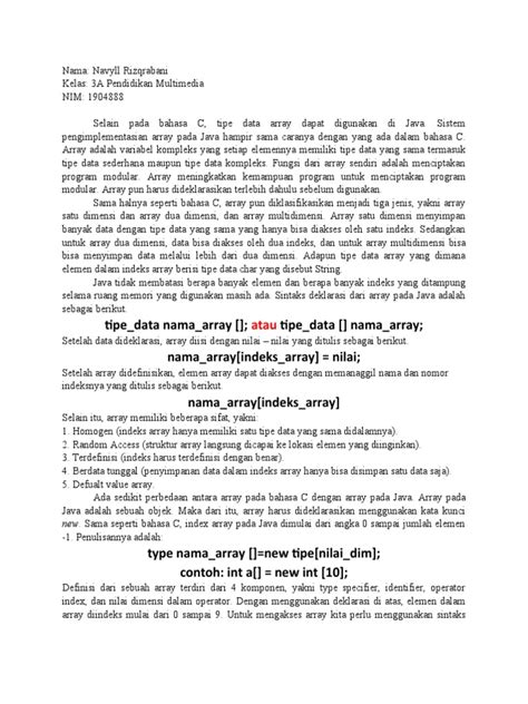 Array Dalam Java Pdf