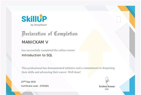 Jacob Manickam On Linkedin Learningandgrowing Sql Simplilearn Skillup