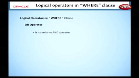 Learn Oracle Using Logical Operators In The Where Clause Of The Select Statement Youtube