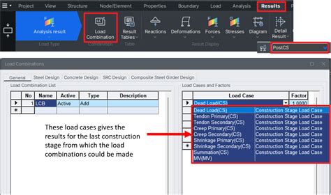 Civil Nx How To Formulate Load Combinations For Construction Stage Results Midas Support