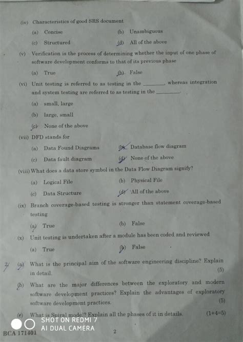 Software Engineering Question Paper 2022 Question Paper Software