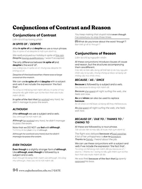 Conjunctions Of Contrast And Reason Pdf