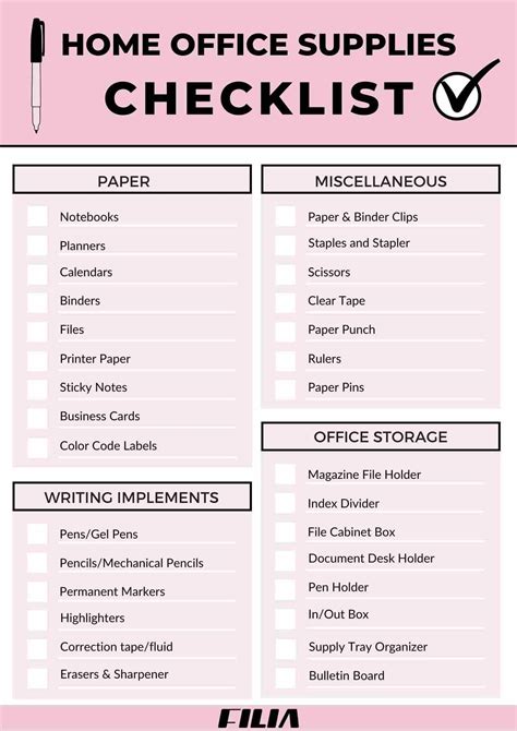 Printable Office Supply List Template Printable Word Searches