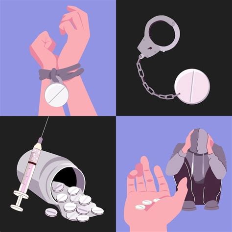 평평한 약물 조성 세트 프리미엄 벡터