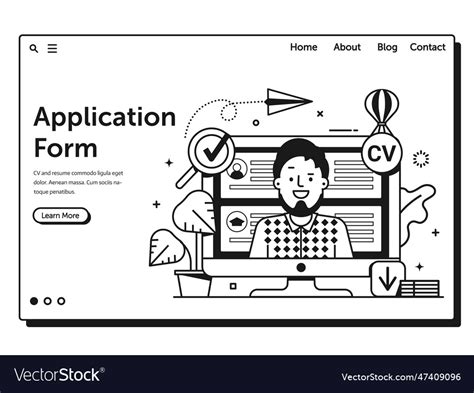 Job Application Form Web Page Landing Template Vector Image