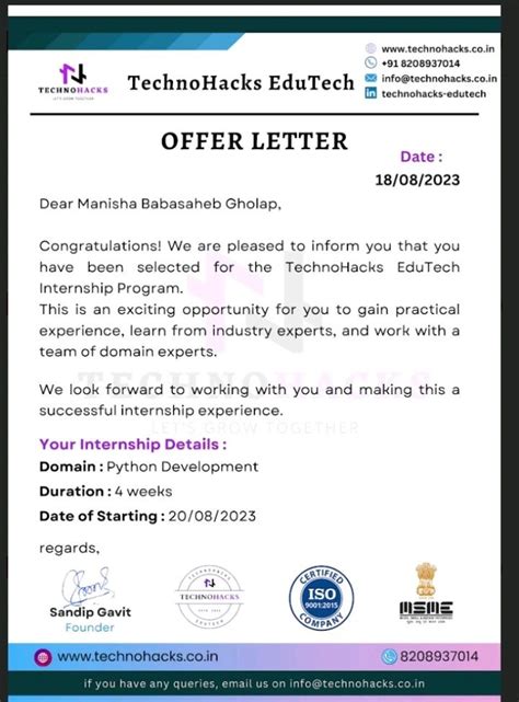 Manisha Gholap On Linkedin Machinelearning Internship2023 Excitedtolearn Technohacksedutech
