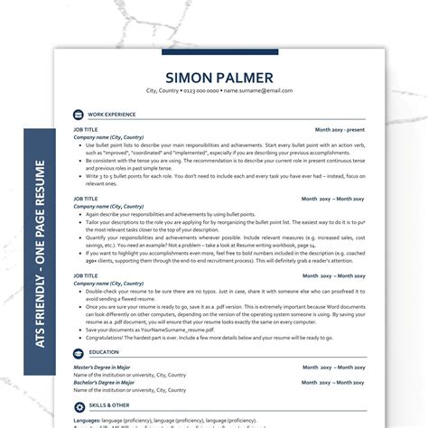 Ats Friendly Resume Template Word