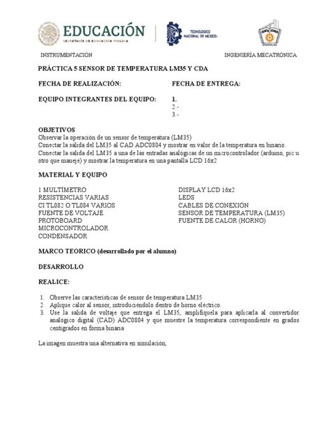 Caracterización Y Medición De Temperatura Mediante Sensor Lm35 Con