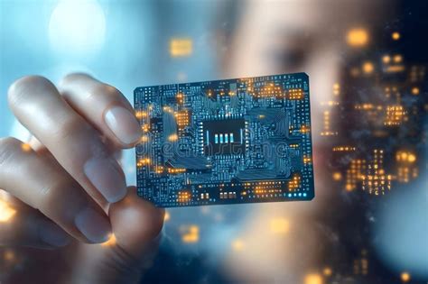 Close Up Of A Hand Holding A Futuristic Microchip With Glowing Circuits Symbolizing Advanced