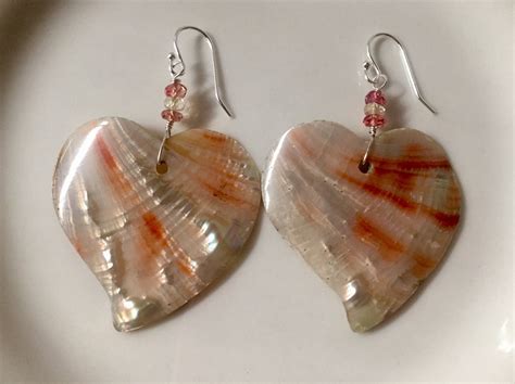 Mother Of Pearl Earrings Heart Shape Earrings Valentines T For Her