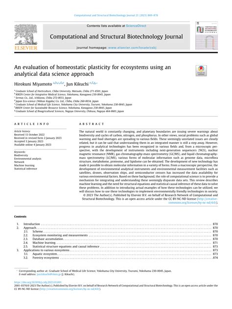 Pdf An Evaluation Of Homeostatic Plasticity For Ecosystems Using An Analytical Data Science