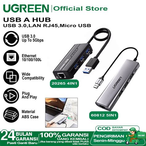 Jual Ugreen Usb Hub A To Usb Type C Micro Usb Tf Sd Card Ethernet Etc Shopee Indonesia