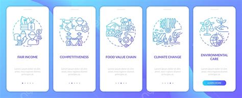 Blue Gradient Onboarding Screen For A Mobile App Featuring Agricultural Policy Goals Vector