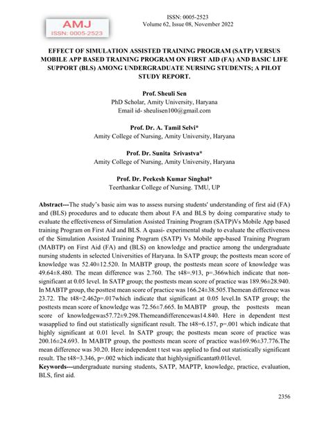 Pdf Effect Of Simulation Assisted Training Program Satp Versus