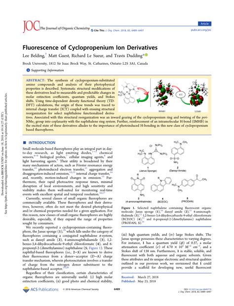 Pdf Fluorescence Of Cyclopropenium Ion Derivatives