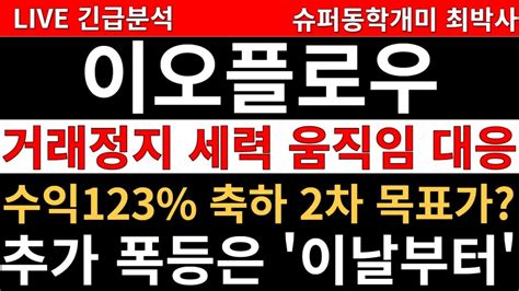이오플로우 주가전망 거래정지 이후 세력 움직임 포착 분석 완료 수익 123 축하드리며 2차 목표가까지 공개합니다~ 추가