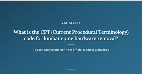 What Is The Cpt Current Procedural Terminology Code For Lumbar Spine
