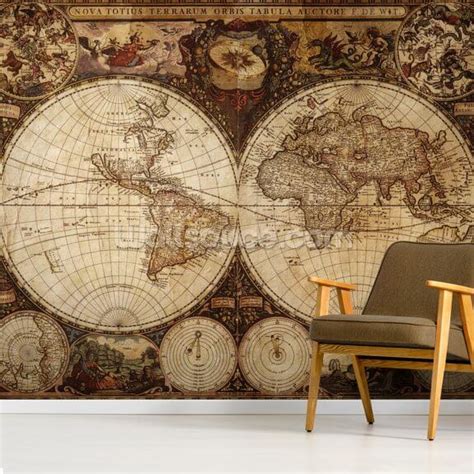 Vintage World Map Wallpaper Mural Wallsauce Au