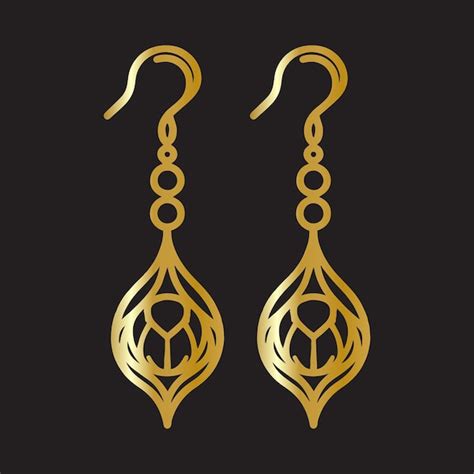 Premium Vector Earring Golden Color