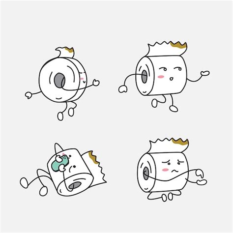 Premium Vector Cute Cartoon Toilet Paper Funny Postures Vector