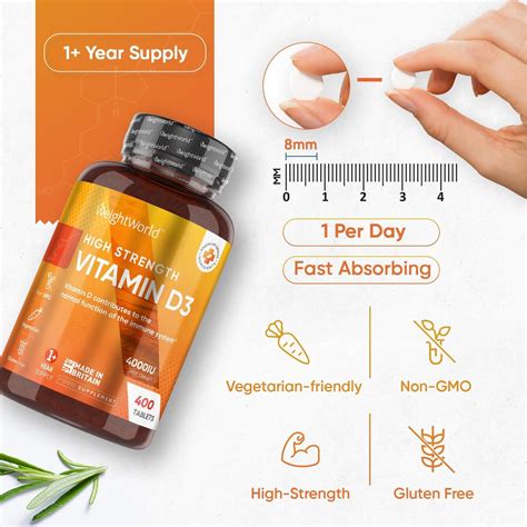 High Strength Vitamin D3 4000 Iu Tablets Vegetarian Immune Support