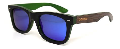 Wayfarer Sunglasses With Blue Mirrored Lenses Go Wood