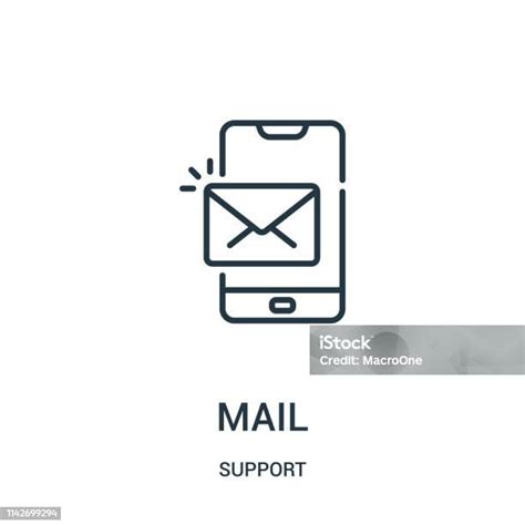 지원 컬렉션에서 메일 아이콘 벡터입니다 얇은 라인 메일 개요 아이콘 벡터 일러스트 레이 션입니다 웹 및 모바일 앱에서 사용 하기 위한 선형 기호 인쇄 미디어 0명에 대한