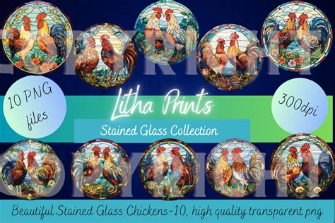 Stained Glass Chickens Graphic By Litha Prints · Creative Fabrica