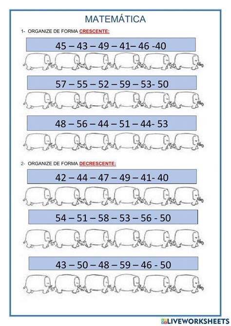 Atividades Ordem Crescente E Decrescente 3 Ano Retoedu