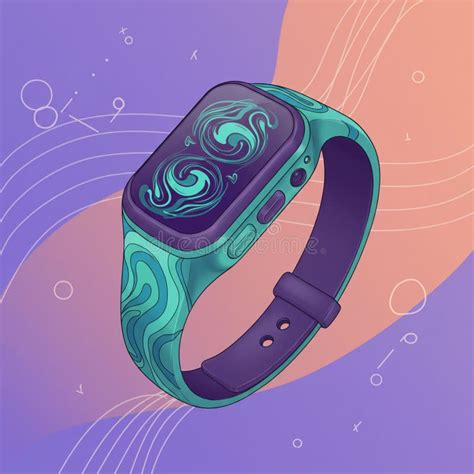 A Digital Illustration Of A Smartwatch Features A Vibrant Abstract