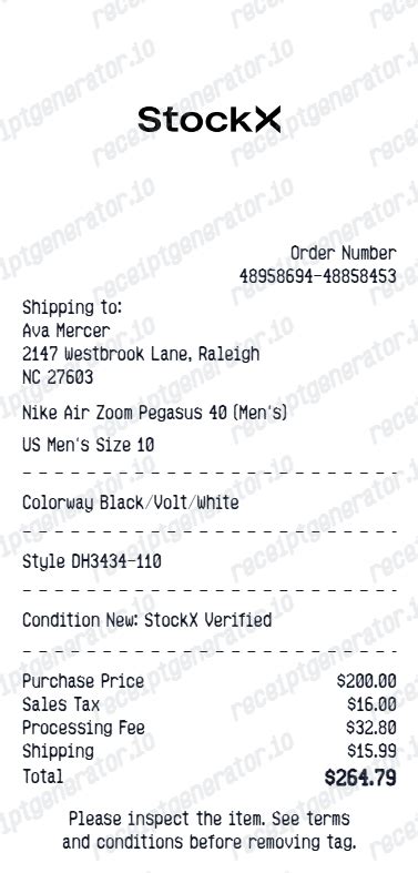 Free Stockx Receipt Maker And Template Receipt Generator
