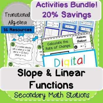 Slope Linear Equations Activities Bundle By Secondary Math Stations