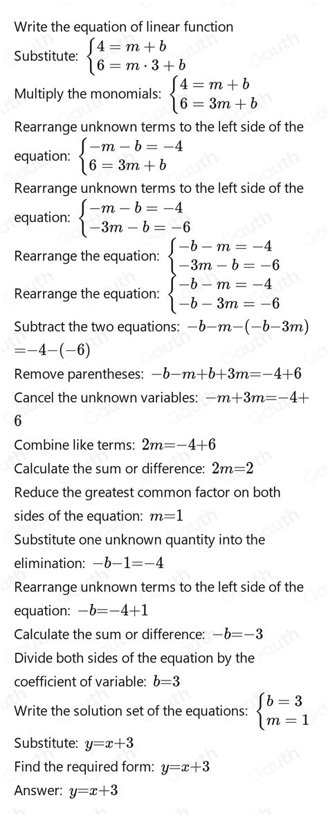 Solved A Line Passes Through The Points 1 4 And 3 6 What Is Its Equation In Slope