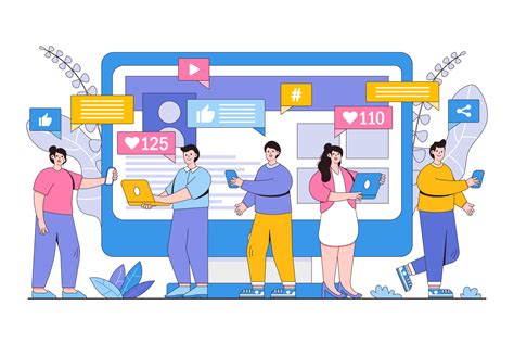 Flat People Characters With Gadgets At Huge Computer Desktops Concept Outline Design Style