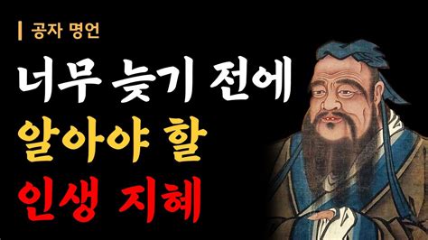 너무 늦게 전에 알아야 할 공자의 인생 지혜 공자명언 인생명언 삶의지혜 오디오북 Youtube