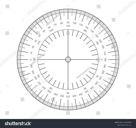 Circular Protractor Grid Measuring Degrees Measuring Stock Vector Royalty Free