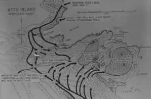 Map Of Attu Island On Which The Landings Of The Northern And Southern