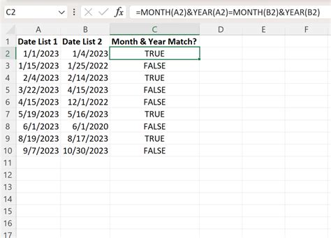 Excel How To Check If Month And Year Match Between Dates