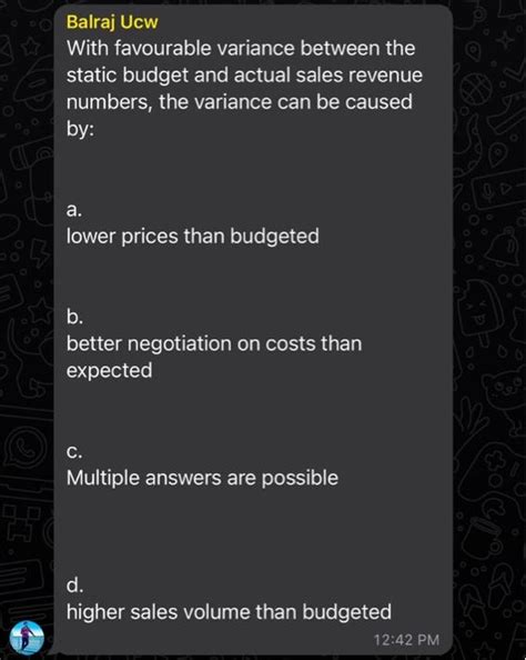 Solved With Favourable Variance Between The Static Budget Chegg Com